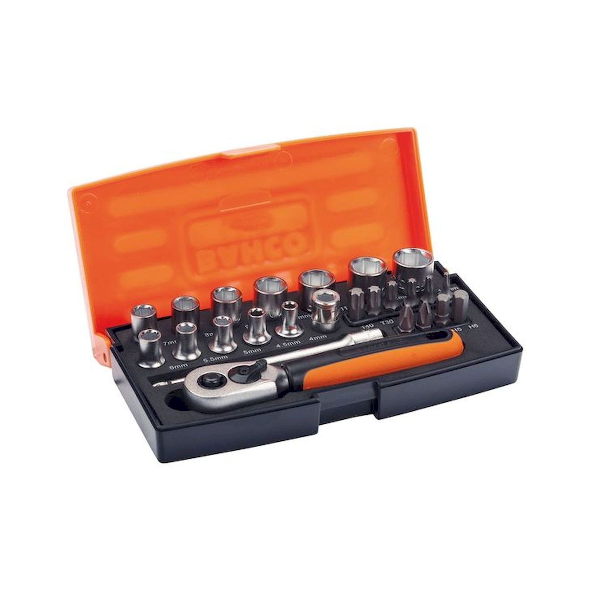 Bahco Sl25. 1/4" socket wrench set, metric, hexagon including ...