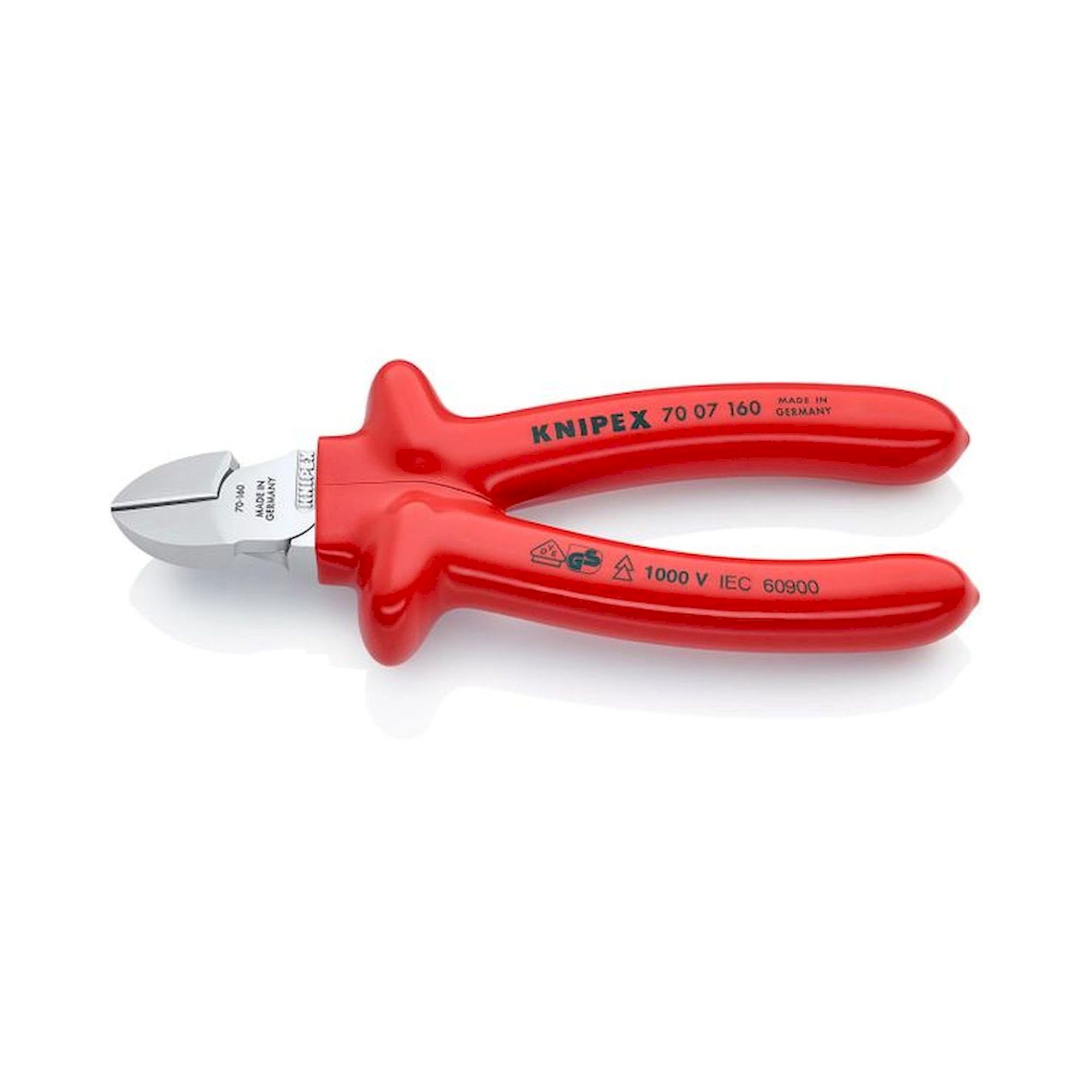 Knipex 70 07 160. Side cutter, chrome-plated, dip-insulated, 160 mm